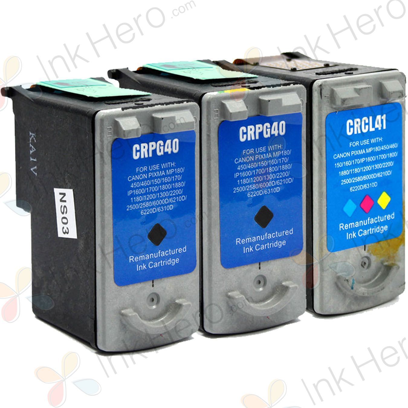 3 Pack Canon PG-40 & CL-41 Remanufactured Ink Cartridges- Ink Hero