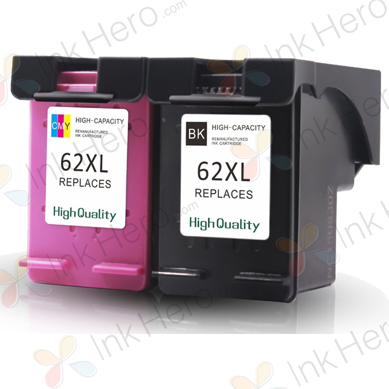 2 Pack HP 62XL High-Yield Remanufactured Ink Cartridges- Ink Hero